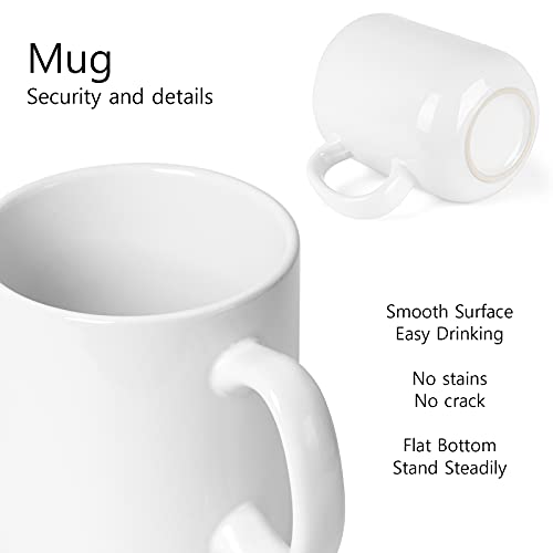 Smilatte 20 OZ Large Coffee Mug, M016 Plain Ceramic Boss Big Tea Cup with Handle for Dad Men, Set of 2, White