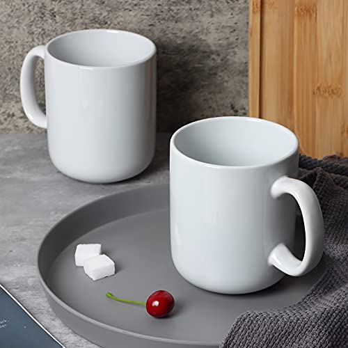 Smilatte 20 OZ Large Coffee Mug, M016 Plain Ceramic Boss Big Tea Cup with Handle for Dad Men, Set of 2, White