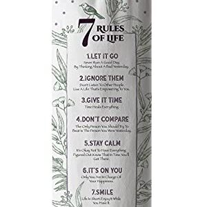 Hglian Inspirational Grocery Plastic Bag Holder Dispenser 7 Rules of Life Plastic Bag Organizer Canvas Shopping Trash bags Storage Container Motivational Quotes farmhouse Kitchen Décor Greenery