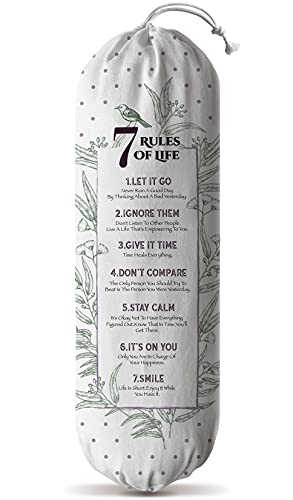 Hglian Inspirational Grocery Plastic Bag Holder Dispenser 7 Rules of Life Plastic Bag Organizer Canvas Shopping Trash bags Storage Container Motivational Quotes farmhouse Kitchen Décor Greenery