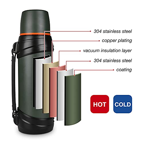 TRY & DO Stainless Steel Water Bottle with Cup 85Oz Vacuum Flask Double-Wall Vacuum Insulated Water Jug for Camping Hiking Travel