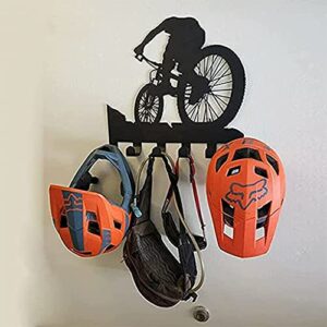 BlingGlow Mountain Bike Gear Rack Metal Wall Decor Biking Bicycle Wall Art Key Hook Hanger,Large Adhesive Hooks,Iron