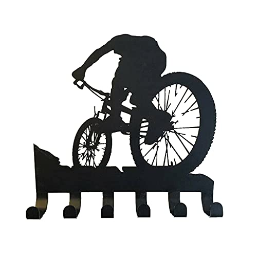 BlingGlow Mountain Bike Gear Rack Metal Wall Decor Biking Bicycle Wall Art Key Hook Hanger,Large Adhesive Hooks,Iron