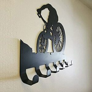 BlingGlow Mountain Bike Gear Rack Metal Wall Decor Biking Bicycle Wall Art Key Hook Hanger,Large Adhesive Hooks,Iron