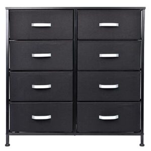 8 drawers extra large double dresser upgrade fabric storage organizer clothes drawer with wooden tabletop easy pull fabric bins organizer unit for bedroom hallway entryway closet-black