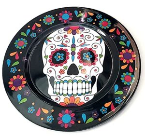 day of the dead sugar skull large serving platters charger plates, set of 2, multicolor, 13x13