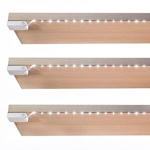 bestluz battery powered under cabinet lighting, wireless led strip lights for kitchen under cabinet | shelves | under counter | closet | cordless click light | 40 inch x 3-pack neutral white 4000k