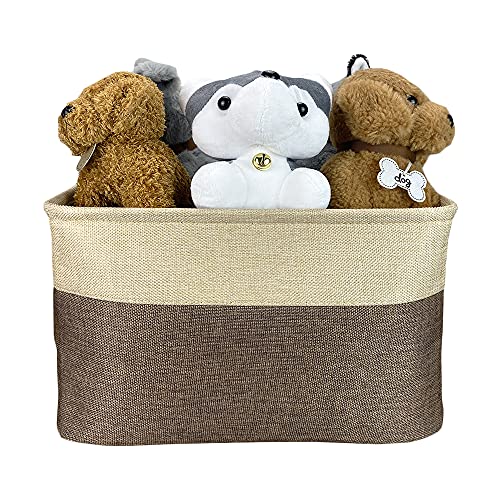 MALIHONG Personalized Foldable Storage Basket with Cute Dog Yorkie Collapsible Sturdy Fabric Pet Toys Storage Bin Cube with Handles for Organizing Shelf Home Closet, Brown and White