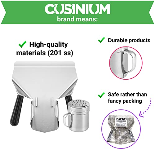 CUSINIUM Double Handle Popcorn Scoop and Dredge Bundle - Metal Popcorn Scooper - French Fry Scoop