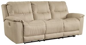 signature design by ashley next-gen gaucho pwr rec sofa with adj headrest, 91"w x 41"d x 41"h, beige