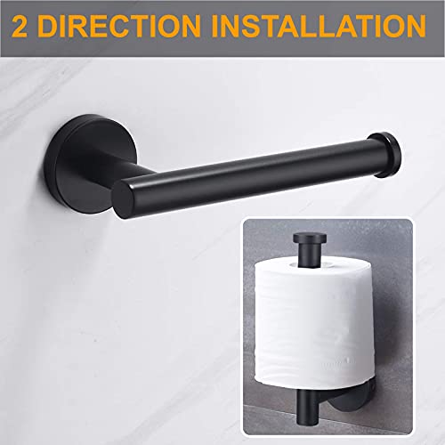 Nolimas 4 Pieces Matte Black Bathroom Hardware Set SUS304 Stainless Steel Round Wall Mounted Including Hand Towel Bar,Toilet Paper Holder, Robe Towel Hooks,Bathroom Accessories Kit