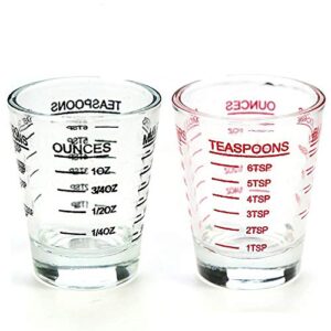 ncnnwovf shot glasses measuring cup liquid heavy glass wine glass espresso shot glass 26-incremental measurement 1oz, 6 tsp, 2 tbs, 30ml black and red