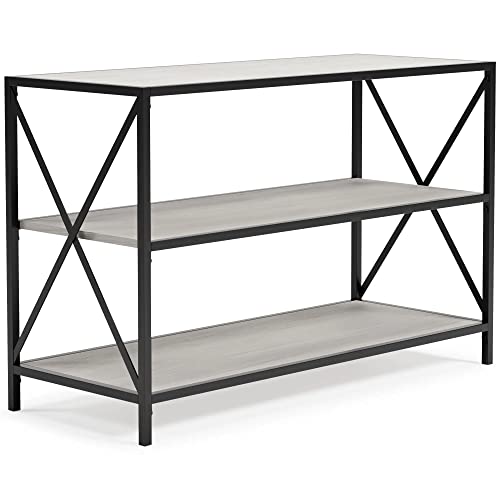 Signature Design by Ashley Bayflynn Modern Industrial 2 Shelf Bookcase, White & Black