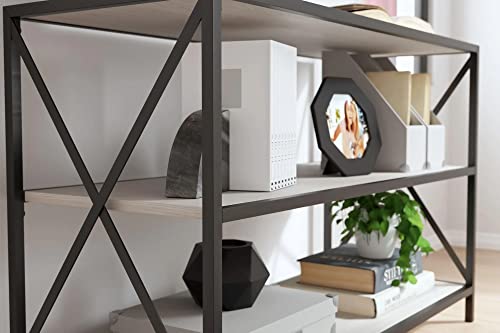 Signature Design by Ashley Bayflynn Modern Industrial 2 Shelf Bookcase, White & Black