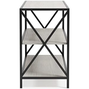 Signature Design by Ashley Bayflynn Modern Industrial 2 Shelf Bookcase, White & Black