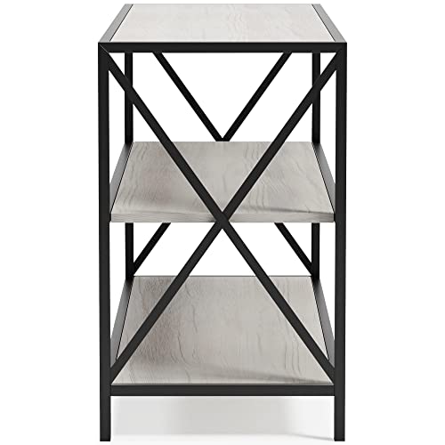 Signature Design by Ashley Bayflynn Modern Industrial 2 Shelf Bookcase, White & Black