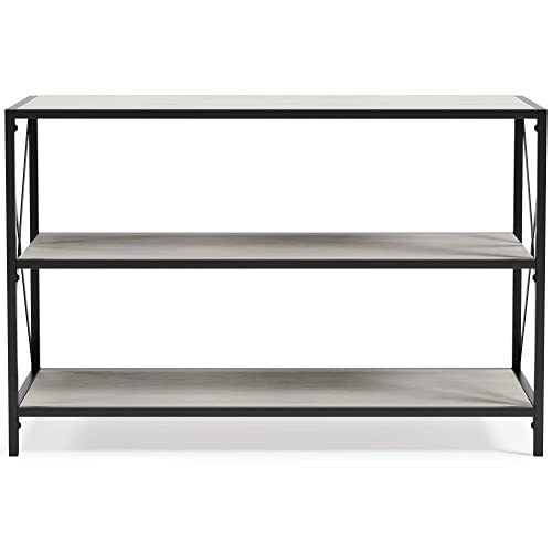 Signature Design by Ashley Bayflynn Modern Industrial 2 Shelf Bookcase, White & Black