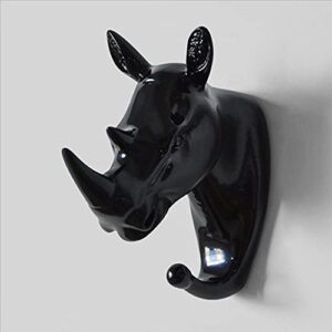 kopiqin crafts home wall decoration elegant single rhino head wall resin hook cartoon hook jewelry key scarf bag hanger robes coat rack for living room bedroom