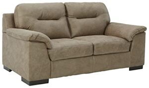 signature design by ashley maderla oversized faux leather loveseat, light brown