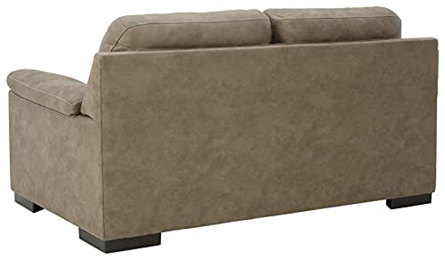 Signature Design by Ashley Maderla Oversized Faux Leather Loveseat, Light Brown