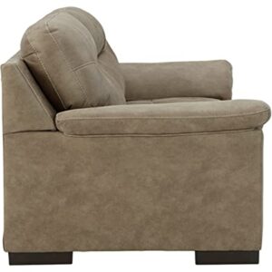 Signature Design by Ashley Maderla Oversized Faux Leather Loveseat, Light Brown