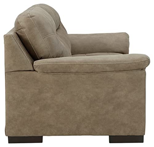 Signature Design by Ashley Maderla Oversized Faux Leather Loveseat, Light Brown