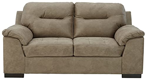 Signature Design by Ashley Maderla Oversized Faux Leather Loveseat, Light Brown