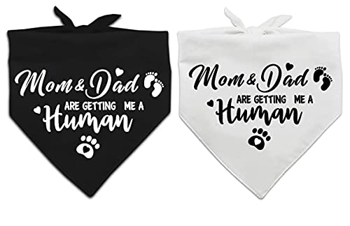 Mom&Dad are Getting me a Human, Gender Reveal Photo Prop Pet Scarf Decorations Accessories Dog Bandana, Pet Accessories for Dog Lovers, Pack of 2