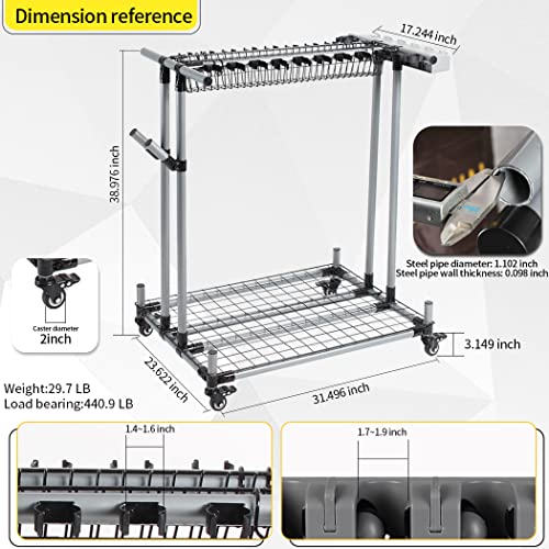 QTJH Mobile garden tool organizer metal Garage Storage Holder storage large long lawn tools heavy duty tool rack sturdy yard cart