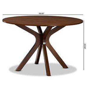 BOWERY HILL Walnut Finished 48-Inch-Wide Round Wood Dining Table