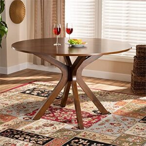 BOWERY HILL Walnut Finished 48-Inch-Wide Round Wood Dining Table