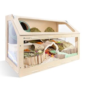 niteangel vista hamster cage w/oblique opening cage door - mdf aspen small animal cage for syrian dwarf hamsters degus mice or other similar-sized pets (small - 32.9 x 17.2 x 21.1 inches, burlywood)