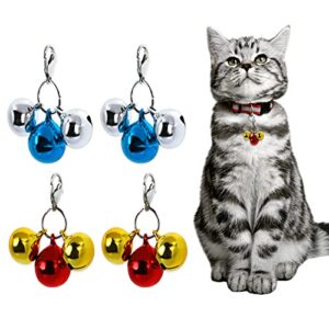 molain 12 bells cat dog collar bells, 4 sets jingle bell for cat collar dog collar charms colourful small bells with clasps pet collar accessories festival party diy decoration (12 bells)