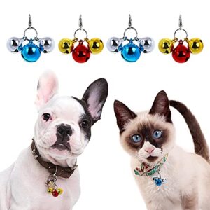 Molain 12 Bells Cat Dog Collar Bells, 4 Sets Jingle Bell for Cat Collar Dog Collar Charms Colourful Small Bells with Clasps Pet Collar Accessories Festival Party DIY Decoration (12 Bells)