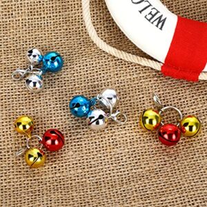 Molain 12 Bells Cat Dog Collar Bells, 4 Sets Jingle Bell for Cat Collar Dog Collar Charms Colourful Small Bells with Clasps Pet Collar Accessories Festival Party DIY Decoration (12 Bells)