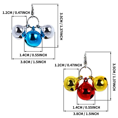 Molain 12 Bells Cat Dog Collar Bells, 4 Sets Jingle Bell for Cat Collar Dog Collar Charms Colourful Small Bells with Clasps Pet Collar Accessories Festival Party DIY Decoration (12 Bells)