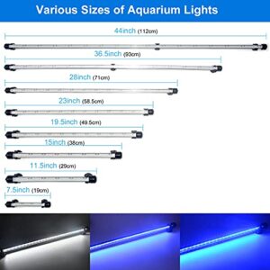 VARMHUS Submersible LED Aquarium Light,Fish Tank Light with Timer Auto On/Off Dimming Function,3 Light Modes Dimmable White-Blue,10 Brightness Levels Optional&3 Levels of timed Loop Function 7.5''