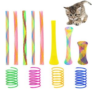 55 pieces cat spring toys set, colorful cat spring toy and cat tube toy interactive cat toy for indoor cats, playful flexible cat plastic coil spiral for kittens to swat, bite, hunt(random color)