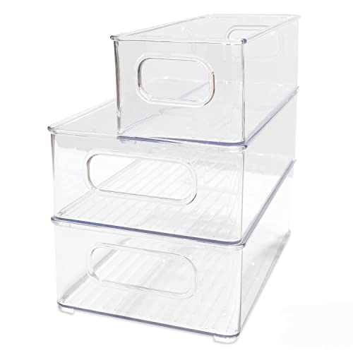 JA7 SOLUTIONS Refrigerator Organizer Bins-Set of 3 Fridge Organizer-Plastic Storage Bin-Stackable Storage Bins - for Kitchen Organization, and Pantry Organization