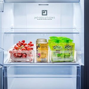 JA7 SOLUTIONS Refrigerator Organizer Bins-Set of 3 Fridge Organizer-Plastic Storage Bin-Stackable Storage Bins - for Kitchen Organization, and Pantry Organization