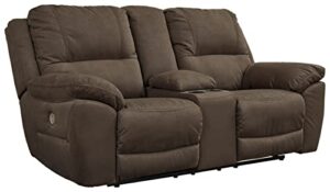 signature design by ashley next-gen gaucho dbl rec pwr loveseat w/console, 80"w x 41"d x 43"h, dark brown