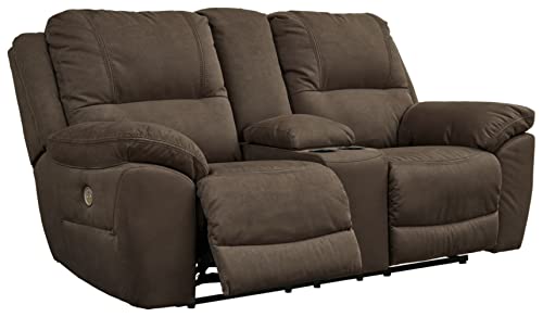 Signature Design by Ashley Next-Gen Gaucho DBL REC PWR Loveseat w/Console, 80"W x 41"D x 43"H, Dark Brown