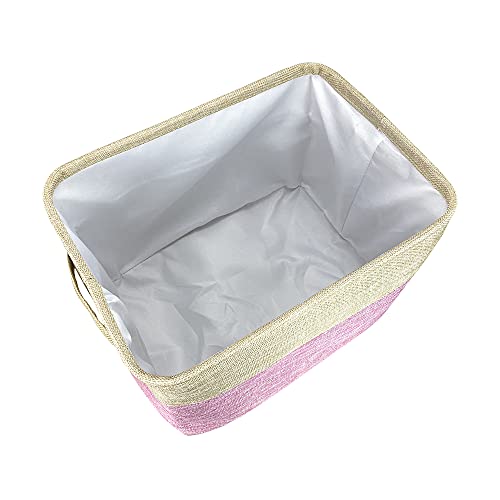 MALIHONG Personalized Foldable Storage Basket with Cute Dog Yorkie Collapsible Sturdy Fabric Pet Toys Storage Bin Cube with Handles for Organizing Shelf Home Closet, Pink and White