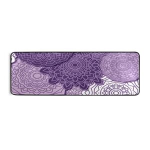 xigua purple mandala boho runner rug, soft non slip long area rugs floor mat for hallway bedroom living room kitchen 72 x 24 inch