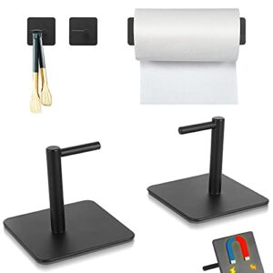 magnetic paper towel holder black stainless steel paper tower bar with strong magnetic backing - for kitchen, grill, toolbox, garage, shop（magnetic-1pair-black）