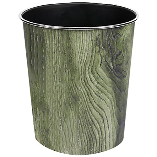 NUOBESTY Trash Can Plastic Garbage Can Retro Wood Pattern Round Wastebasket Trash Bin Waste Container for Home Kitchen Bathroom Office Random Color