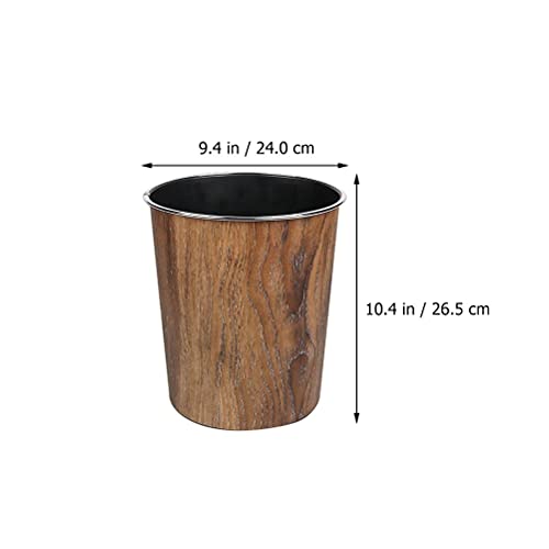 NUOBESTY Trash Can Plastic Garbage Can Retro Wood Pattern Round Wastebasket Trash Bin Waste Container for Home Kitchen Bathroom Office Random Color