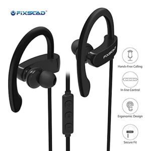 FIXSCAD Y171 Sports Earbuds Wired with Microphone, Soft Wrap Around Earphones with Over Ear Hook, in Ear Running Headphones for Exercise Compatible with iPhone, Samsung