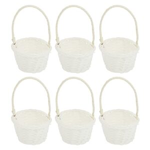 cabilock bread rattan basket 6pcs mini woven baskets with handles rustic rattan wedding flower girl basket flower candy chocolate cookie gift box for wedding easter party favors wicker cutlery basket