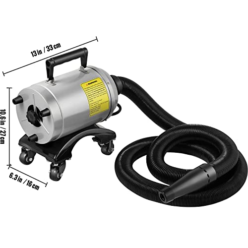 VEVOR Car Air Dryer Blower, 5.0HP Powered Temp High Velocity Car Dryer Air Blower 180 CFM 110V 5-20P (20A) plug, w/Casters & 20 Ft Flexible Hose & 2 Air Jet Nozzles for Car Wash Water Drying Machine